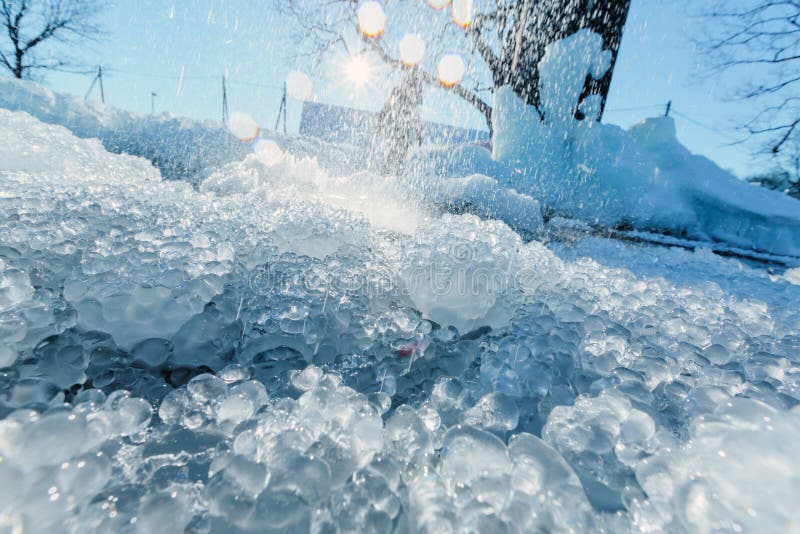 Ice and Falling Water Close Up Stock Image - Image of water, clear ...