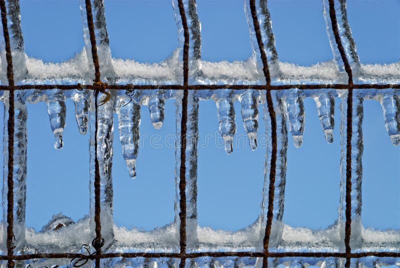 Ice on Fence stock image. Image of cold, grey, seasonal - 58448863