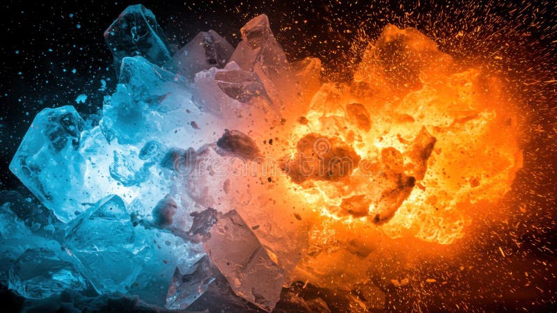 Ice and Fire Collision stock illustration. Illustration of abstract ...