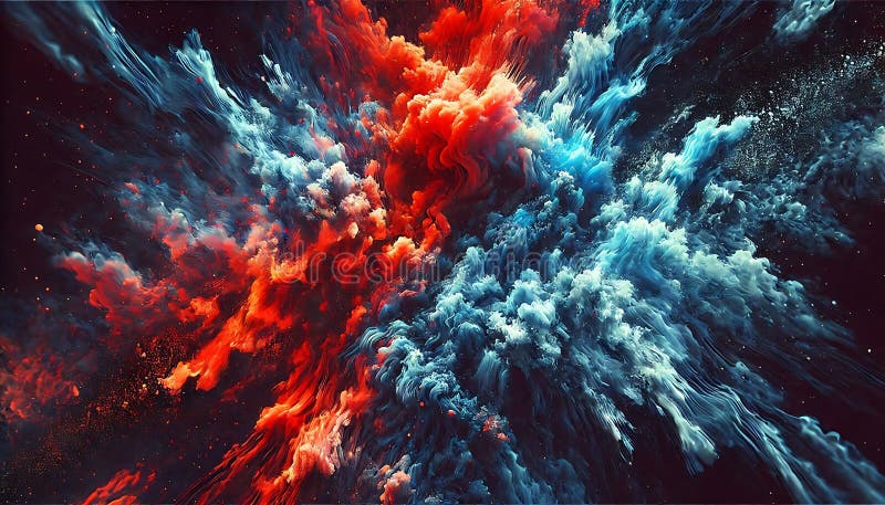 Ice and Fire Dual-tone Abstract Design with Vibrant Red and Blue ...
