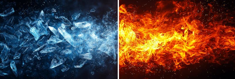 Ice and Fire Split Background Showing Opposite Concepts - Hot and Cold ...