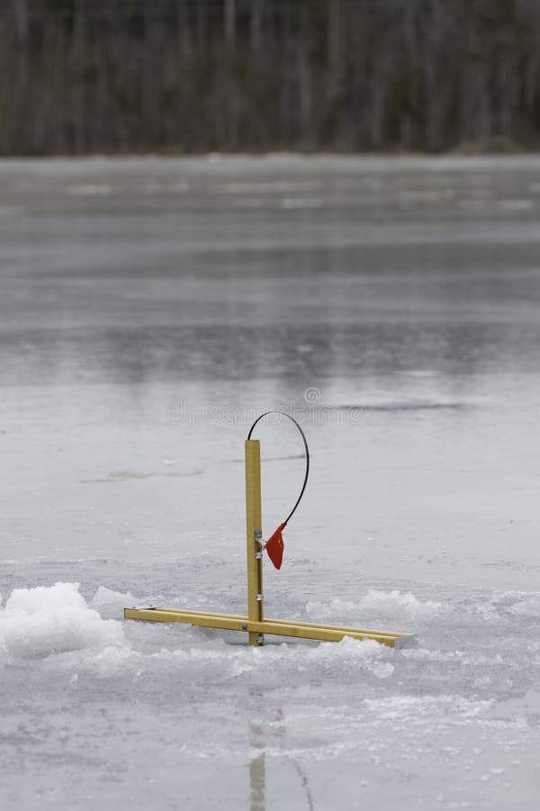 An Ice Fisherman S Trap Set in Ice Stock Image - Image of individual ...
