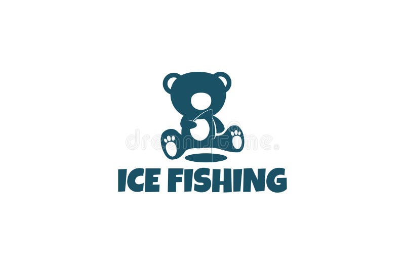 Ice Fishing Logo with Cute Bear Having Fun with Ice Fishing Stock ...