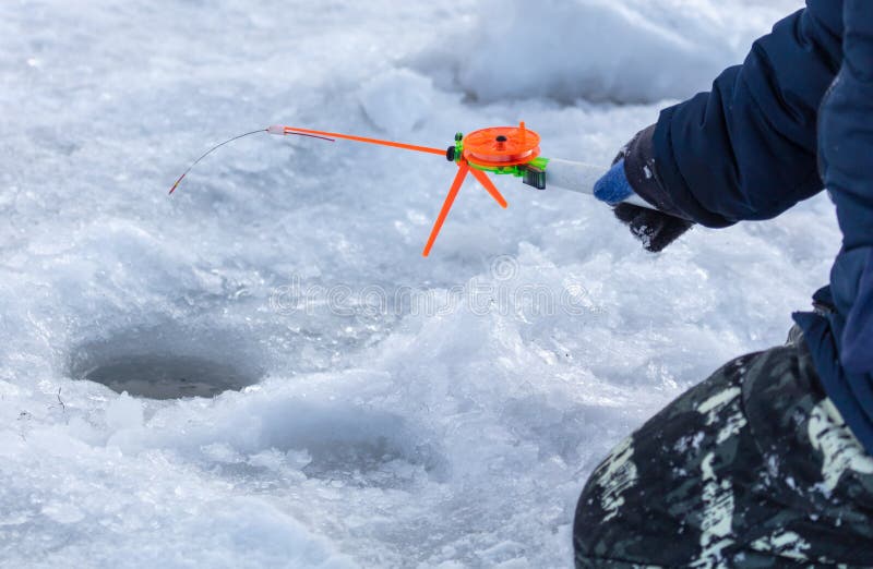 Ice Fishing Rod for Winter Fishing Stock Photo - Image of white, fish ...