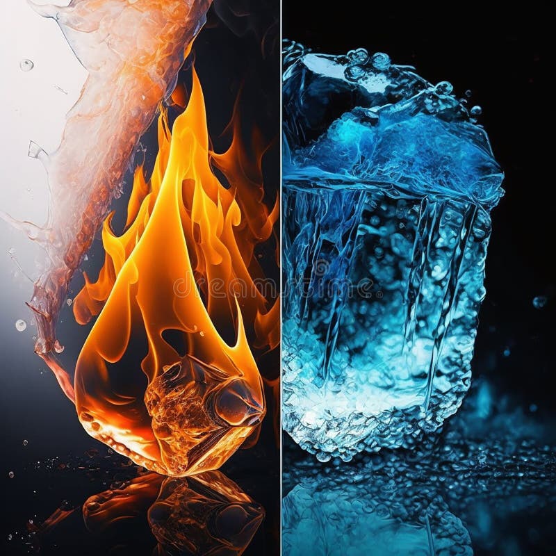 Ice and Flame, on One Side of the Illustration is Ice, on the Other ...