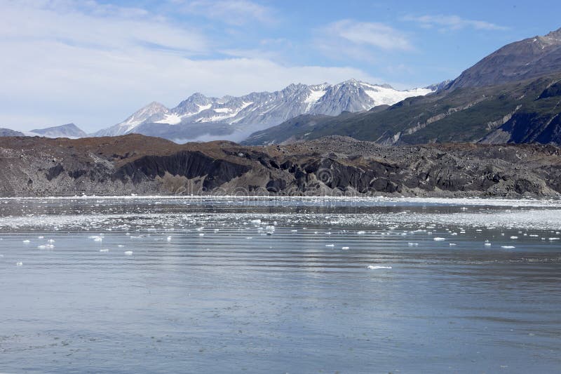 Ice Floating on Lake Surface with Mountains in Background in Alaska ...