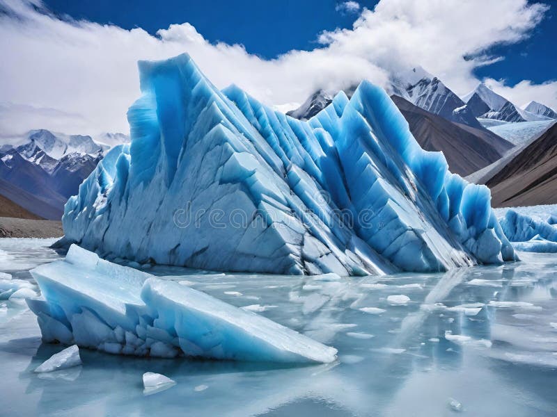 Ice Floe and Glacier in the Lake Stock Illustration - Illustration of ...