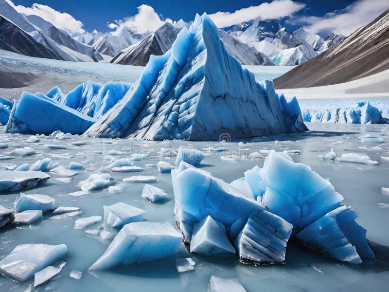 Ice Floe and Glacier in the Lake Stock Illustration - Illustration of ...