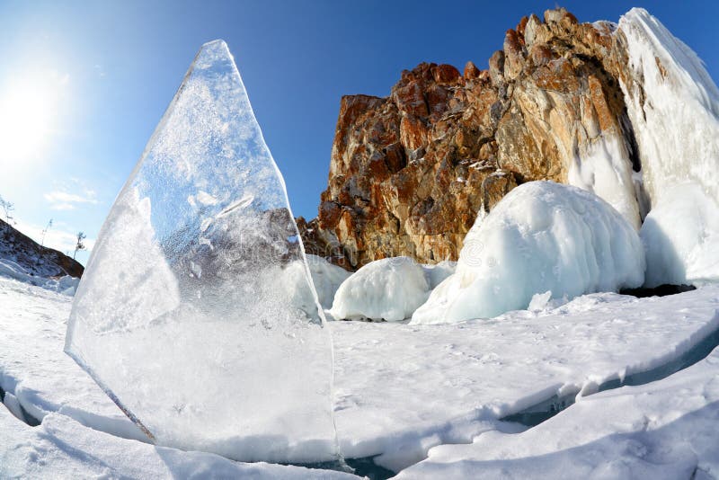 Ice Floe and Sun on Winter Baikal Stock Photo - Image of baical ...