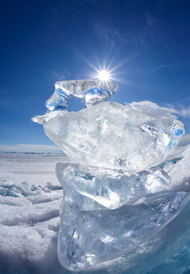 Ice Floe and Sun on Winter Baikal Lake Stock Photo - Image of floe ...
