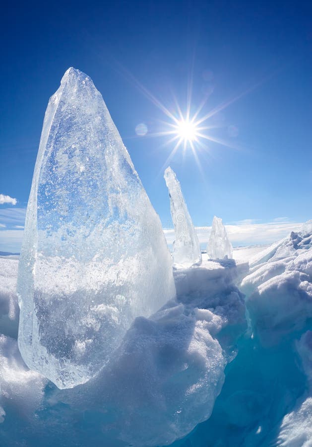 Ice Floe and Sun on Winter Baikal Lake Stock Image - Image of asia ...
