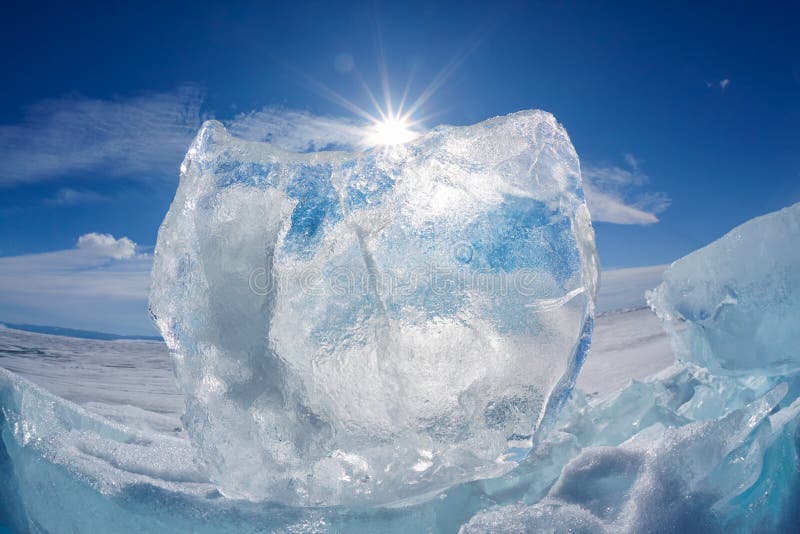 Ice Floe and Sun on Winter Baikal Lake Stock Photo - Image of arctic ...