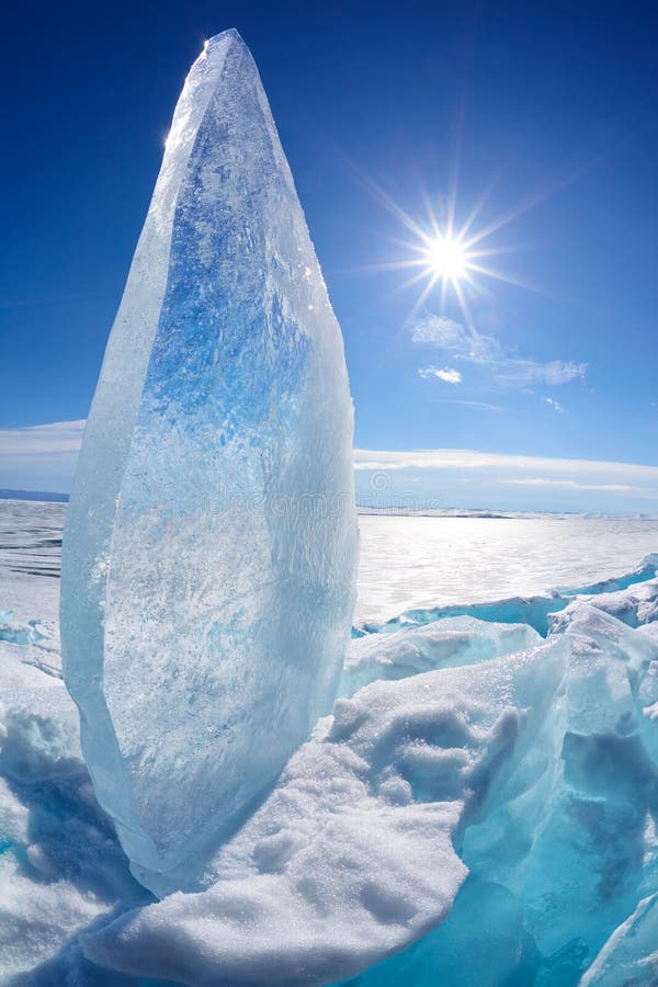 Ice Floe and Sun on Winter Baikal Lake Stock Photo - Image of clear ...