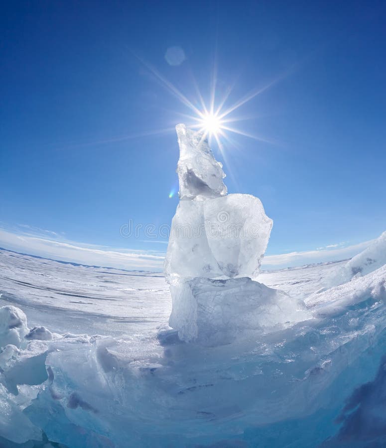 Ice Floe and Sun on Winter Baikal Lake Stock Photo - Image of adventure ...