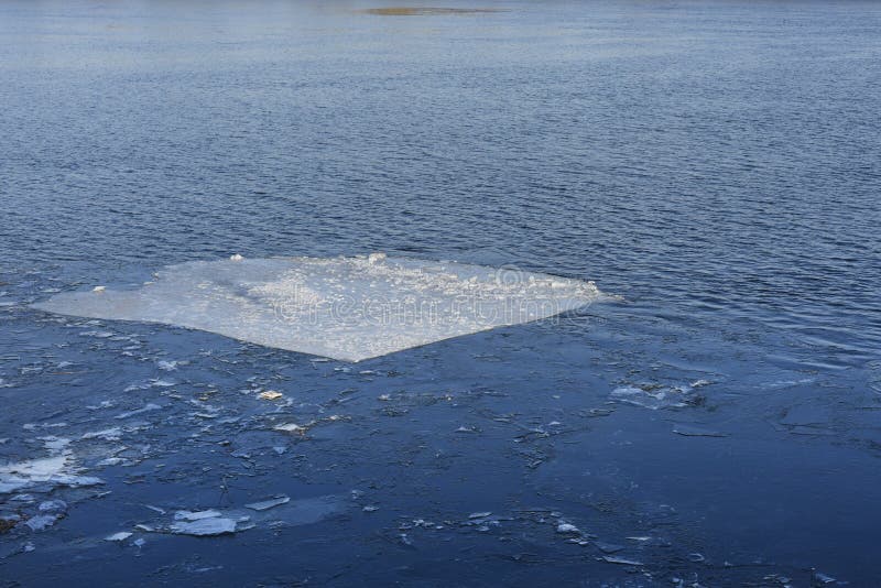 Ice Floes Float on the Surface of the Sea or River. Ice Drift. Global ...