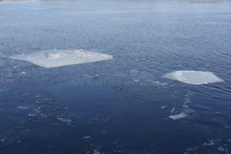 Ice Floes Float on the Surface of the Sea or River. Ice Drift. Global ...