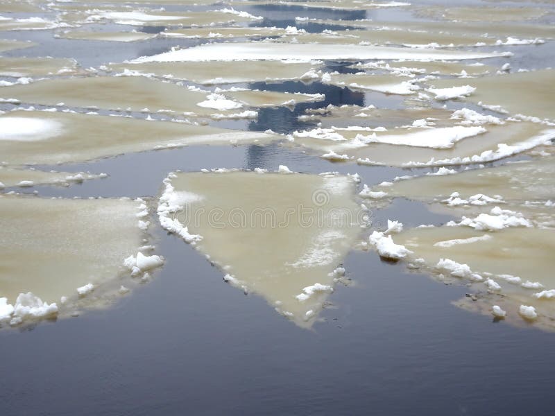 Spring Ice Drift on the River Stock Image - Image of frost, island ...
