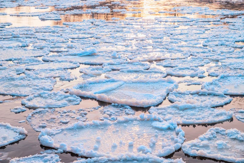Spring Ice Drift on the River Stock Image - Image of frost, island ...