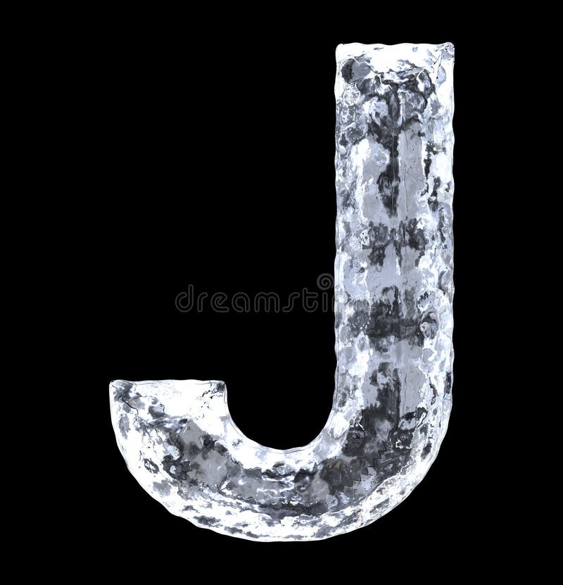 Ice Font J Black Background 3D Render Stock Image - Illustration of ...