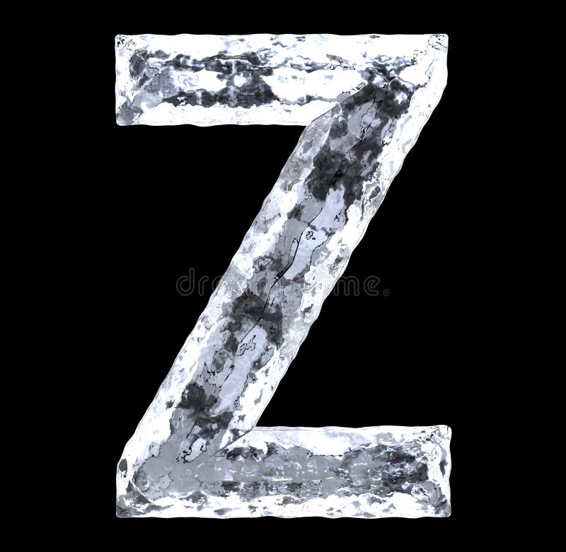 Ice Font Z Black Background 3D Render Stock Illustration - Illustration ...