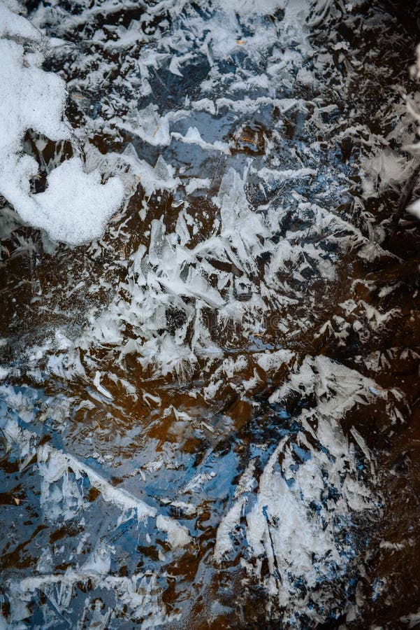 Ice and forest stream stock image. Image of backdrop - 176678553