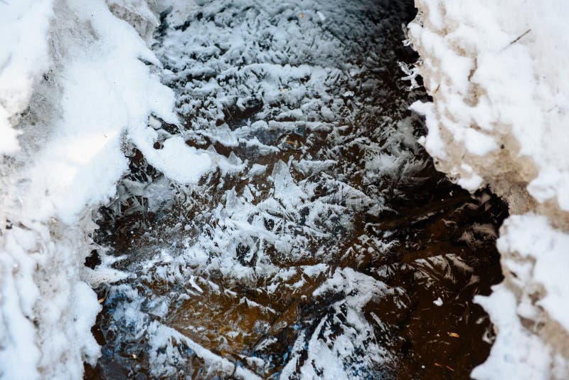 Ice and forest stream stock image. Image of freeze, color - 176679385