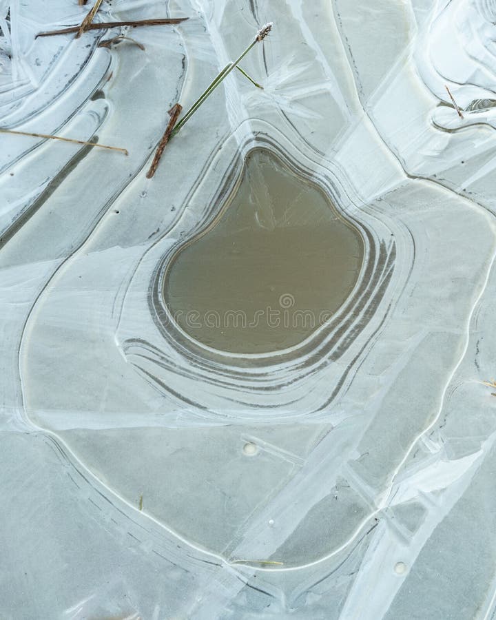 Ice Formation on Pond Surface. Stock Photo - Image of pattern, frozen ...