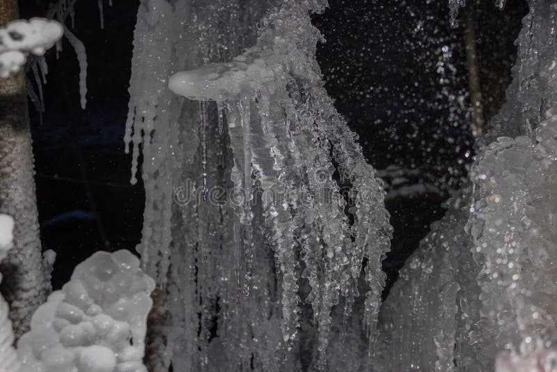 An Ice Formation in Winter, Icicles Stock Image - Image of water ...