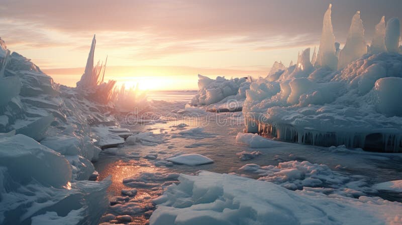 Ice Formations in Arctic Waters: the Study of Frozen Structures Stock ...