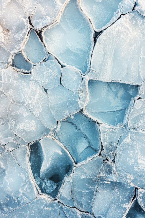 Ice Formations Creating Patterns on a Frozen Lake during Winter Stock ...