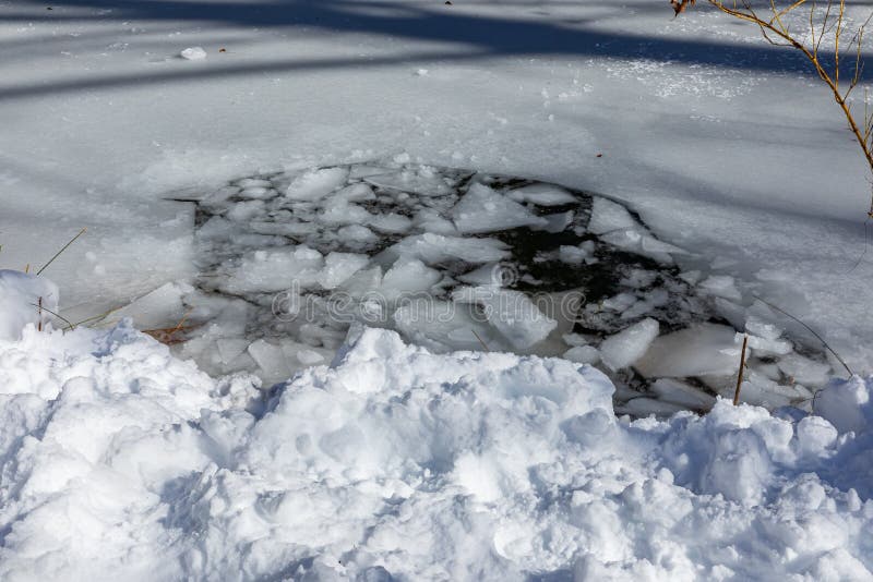 Ice Forming on Ponds Can Be Dangerous If Too Thin Stock Photo - Image ...