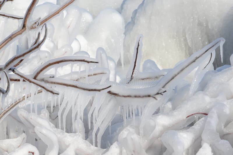Ice Forms Along Shore from Wave Driven Spray Stock Image - Image of ...