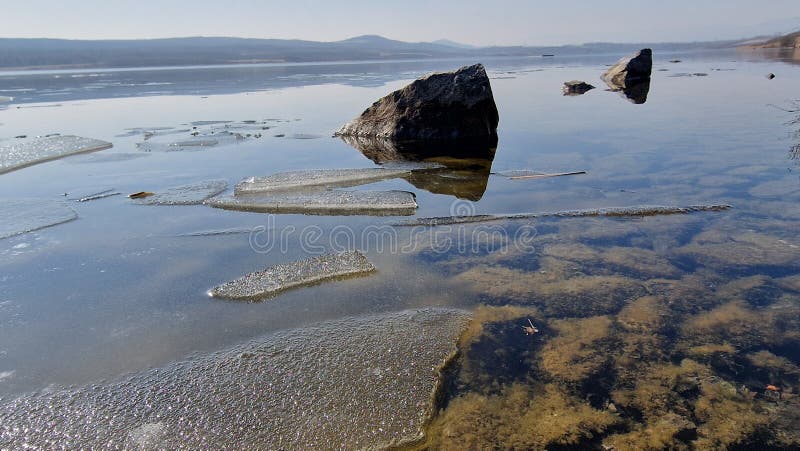 Ice on the Surface of a Lake Stock Image - Image of cold, duration ...