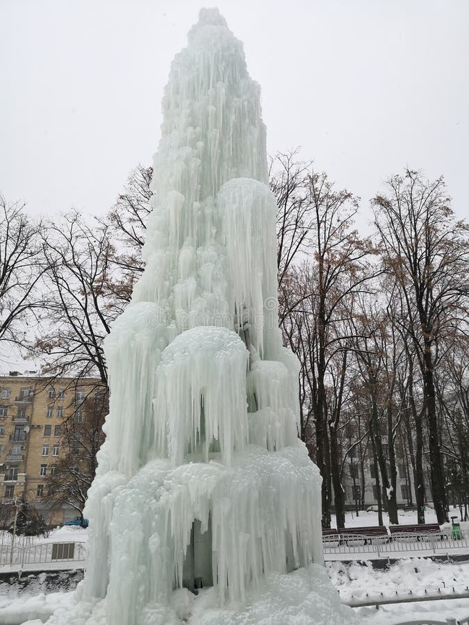 Ice fountain stock image. Image of reflection, monument - 269315415
