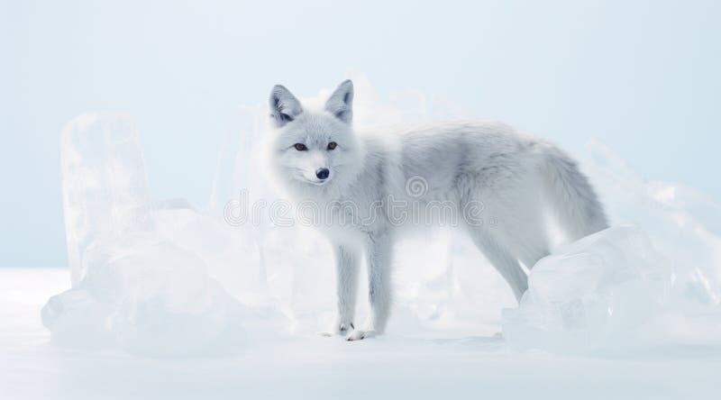 Ice fox on winter snow stock image. Image of tundra - 306635597