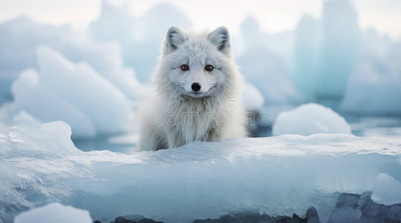 Ice fox on winter snow stock photo. Image of carnivore - 306816772
