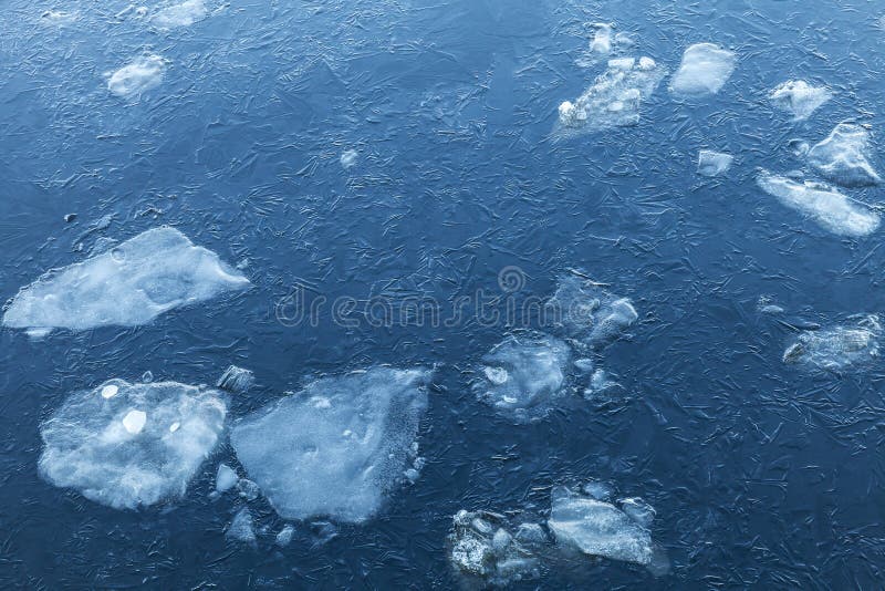 Ice Fragments Under Thin Layer of Frozen River Water Stock Image ...