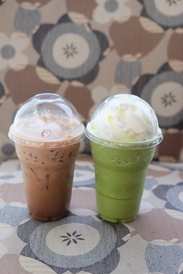 Ice Frappe Matcha and Ice Chocolate Stock Photo - Image of fresh ...