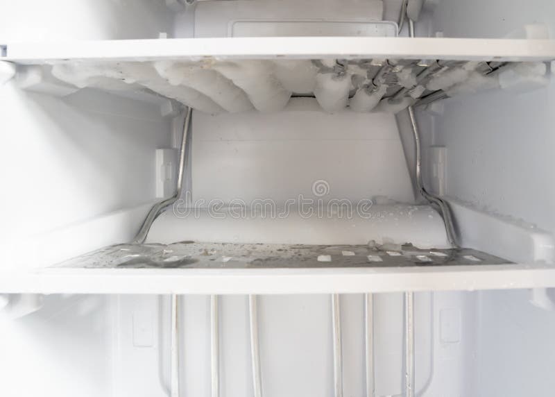 Ice in the Freezer, Defrosting of the Fridge and Freezer Stock Image ...