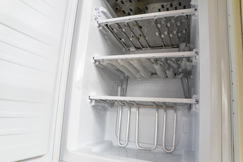 Ice in the Freezer, Defrosting of the Fridge and Freezer Stock Image ...