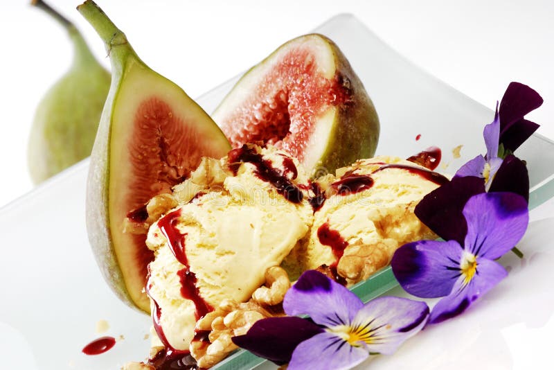 Ice with fresh figs stock image. Image of dessert, icecream - 4342977