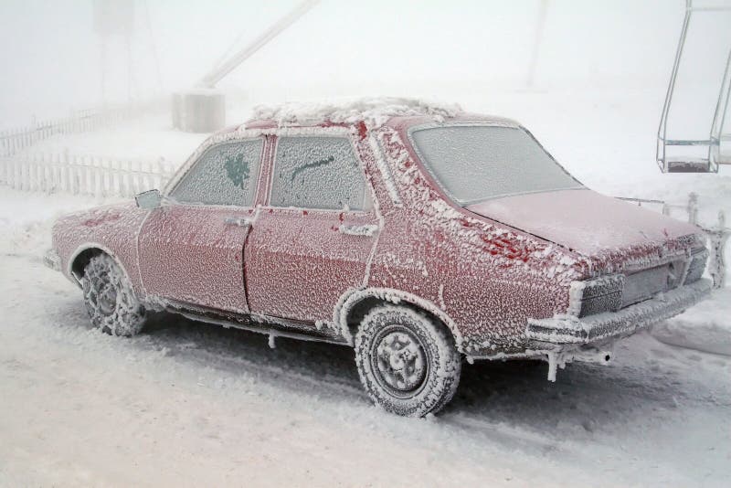 Ice Frost on Frozen Car in Winter Stock Photo - Image of snow, driving ...