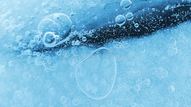Ice with Frozen Air Bubbles, Close-up Natural Texture Stock Image ...