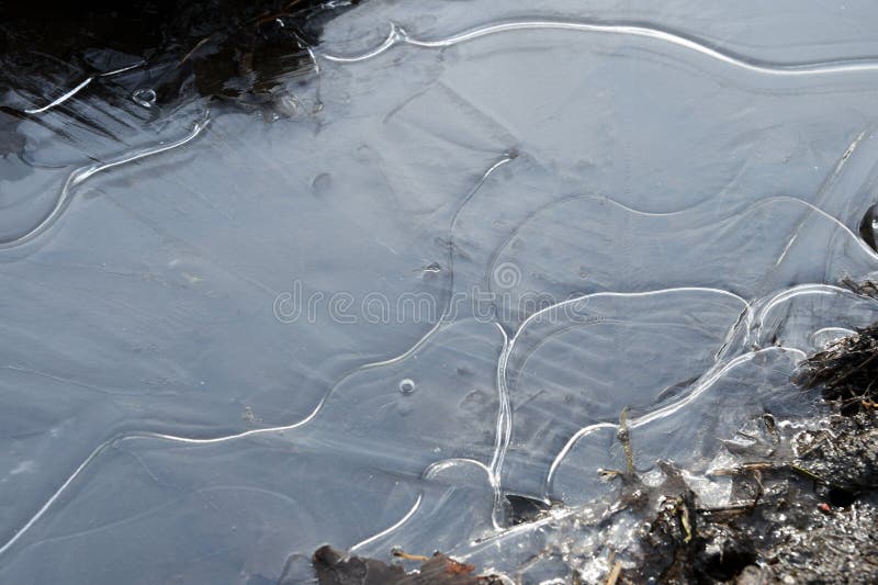 Ice on a Frozen Puddle in Spring Mud Stock Photo - Image of frost ...