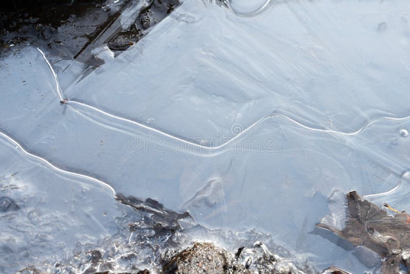 Ice on a Frozen Puddle in Spring Mud Stock Photo - Image of march ...