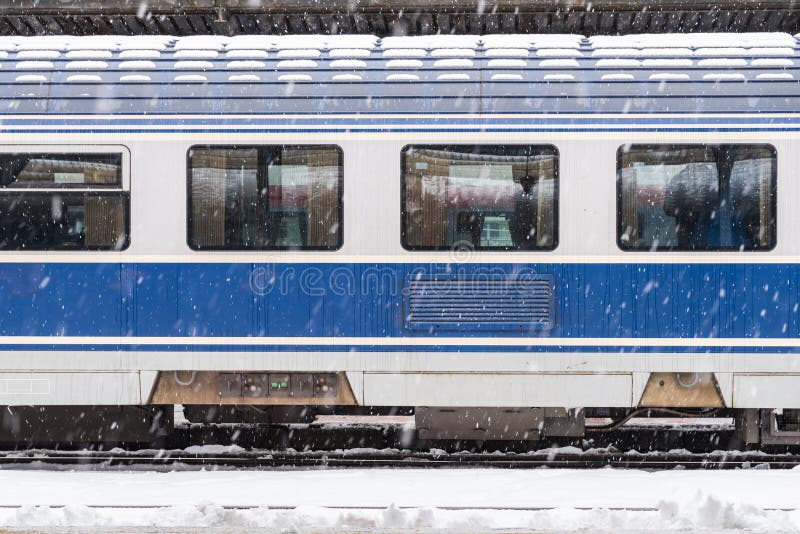 Ice Frozen Train during Heavy Snowfall Stock Image - Image of railway ...