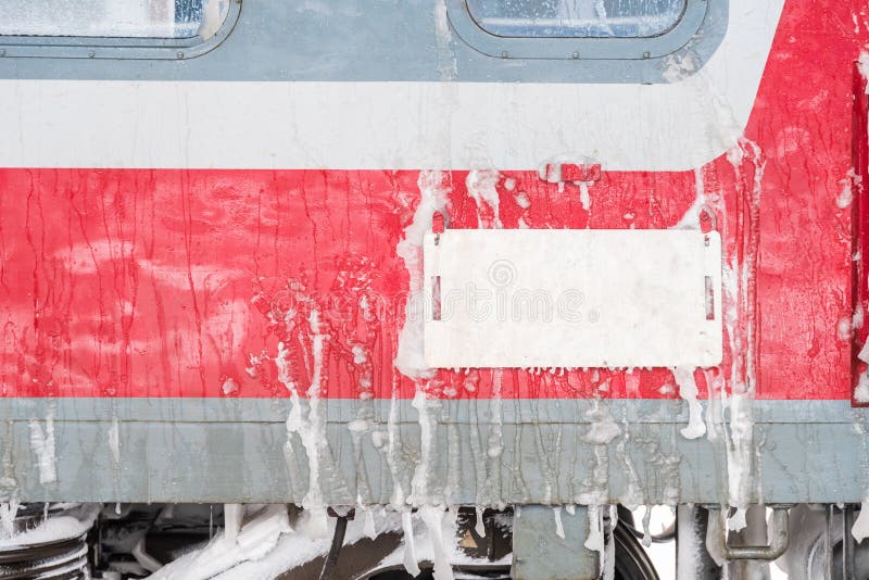 Ice Frozen Train during Heavy Snowfall Stock Image - Image of carload ...