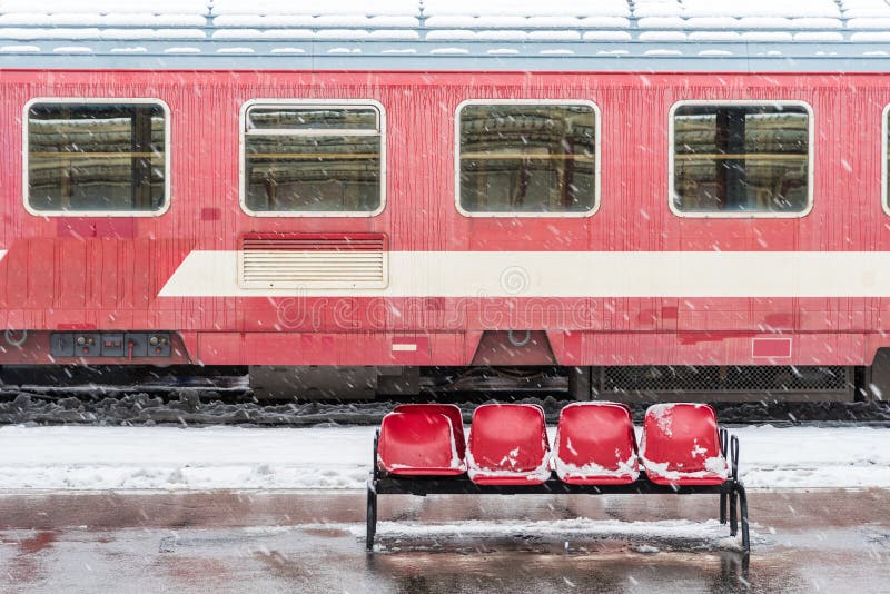 Ice Frozen Train during Heavy Snowfall Stock Image - Image of carload ...