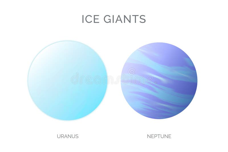 Ice Giants Planets Illustration with Uranus and Neptune Planet Isolated ...