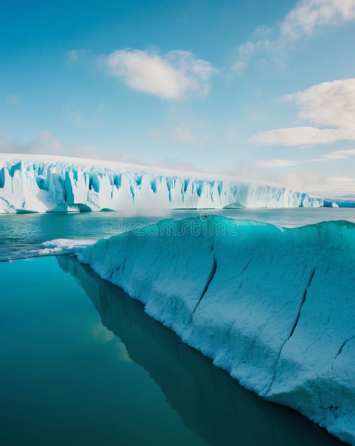 Ice Glacier Melting in the Ocean with Climate Change Concept. Stock ...